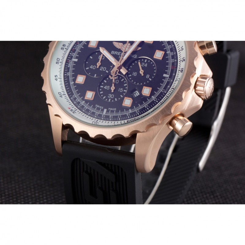 Breitling Navitimer Rosegold Bisel correa de caucho Negro – Replicas ...